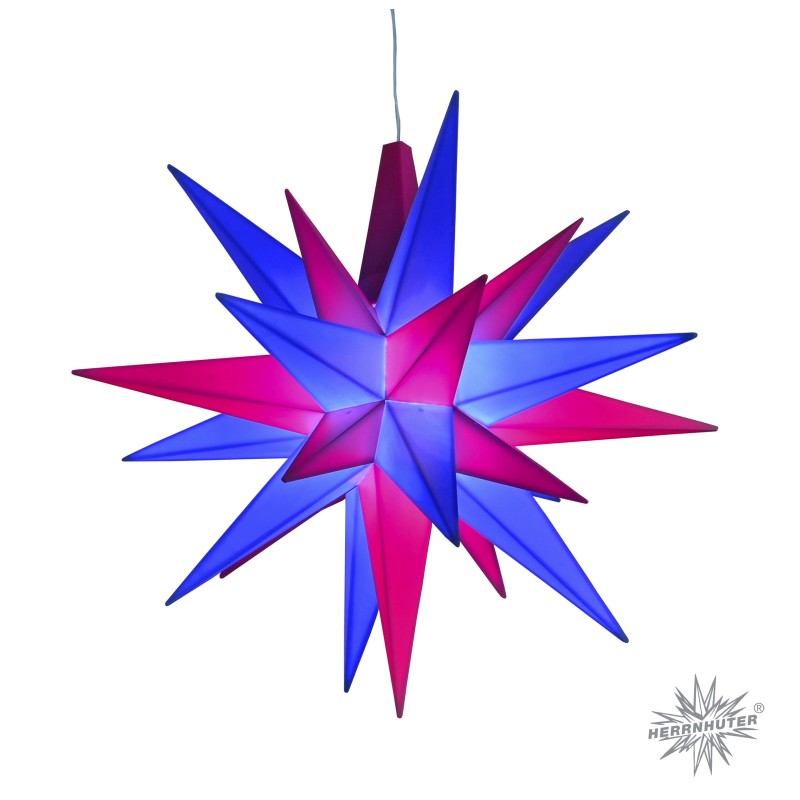 Herrnhuter Adventskalender 2025 Bastelstern A1b 13 cm dunkelblau/magenta